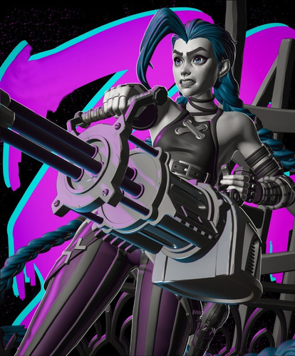 Arcane Lol Jinx Nomn Archivo Stl Para Impresión 3d - Electrogeek